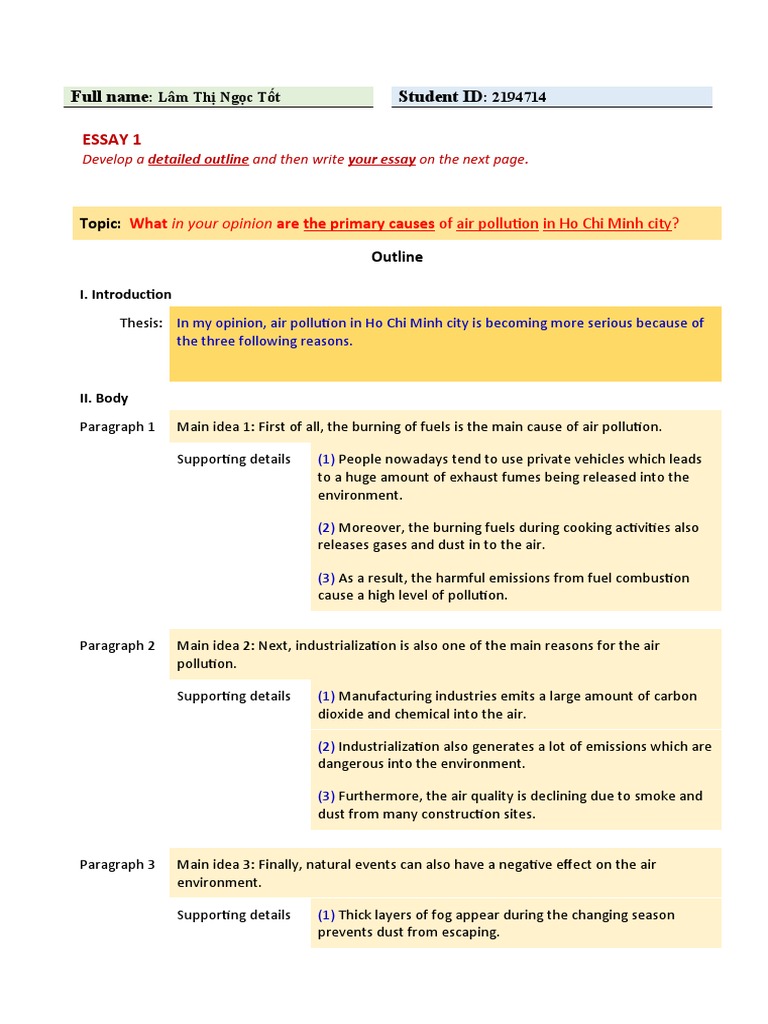 Essay - Causes of Air Pollution | PDF | Air Pollution | Exhaust Gas