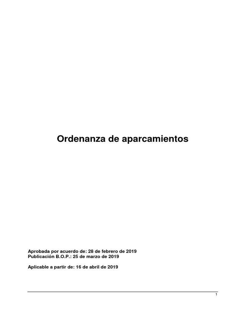ORDENANZA APARCAMIENTOS Definitivo | PDF | Estacionamiento | Ascensor