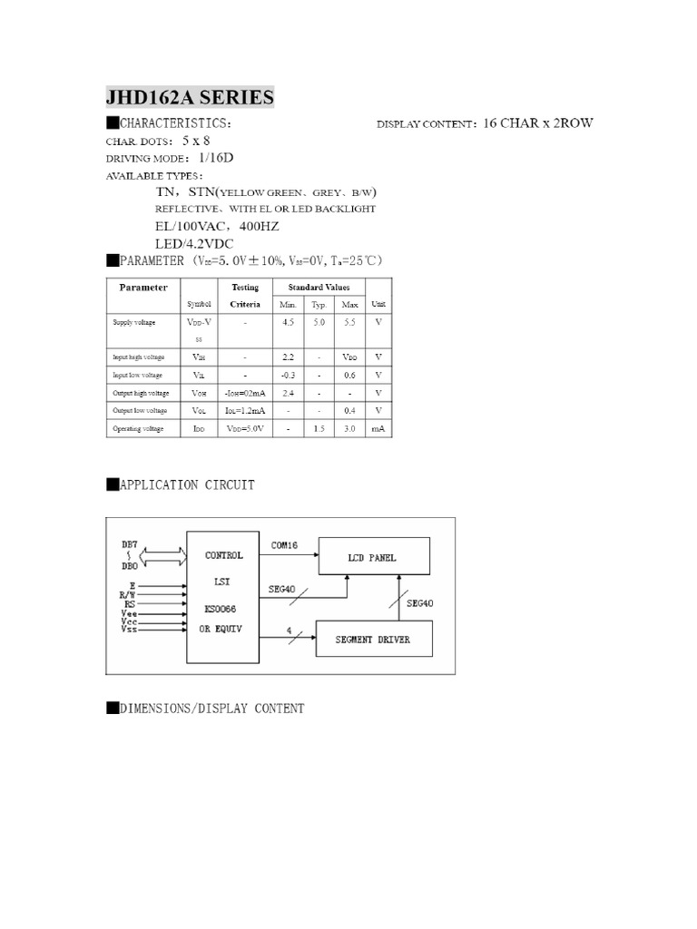 JHD162A PDF, JHD162A Description, JHD162A Datasheet, JHD162A View ...