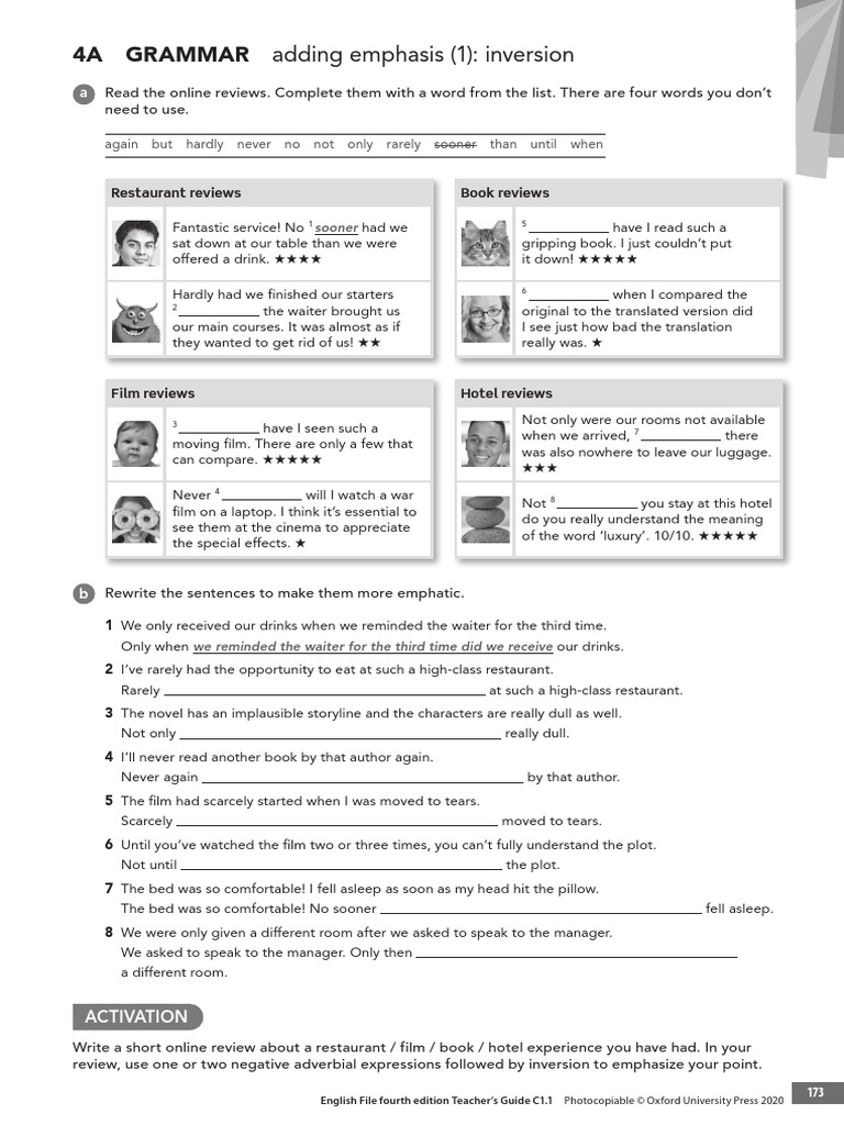 C1 - Inversion After Negative Adverbials - Ef - Ak | PDF | Waiting Staff