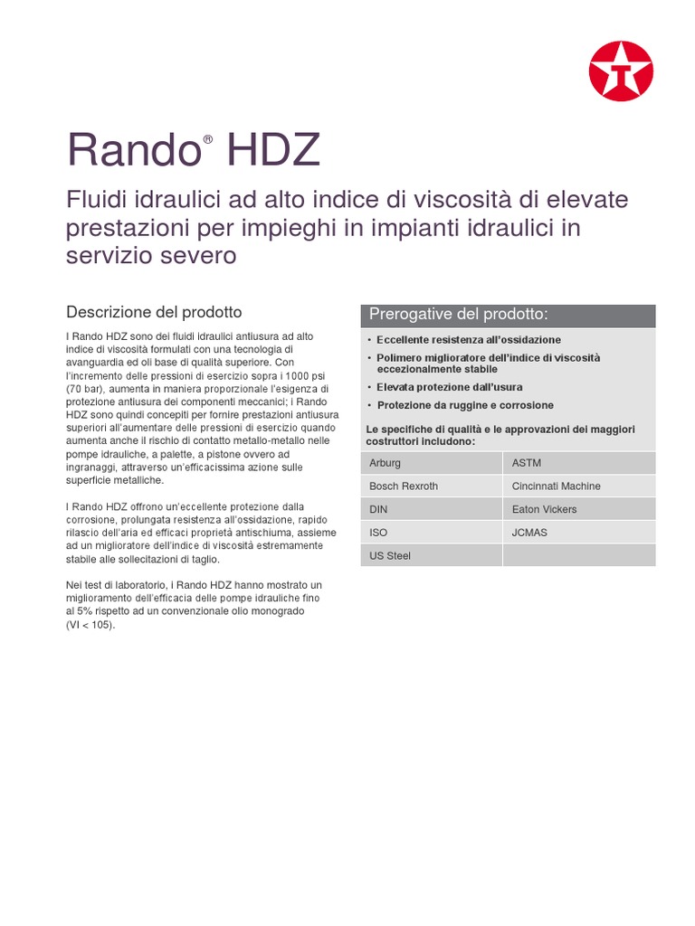 Texaco RANDO HDZ Serie 15... 100 - HVI - PDS | PDF