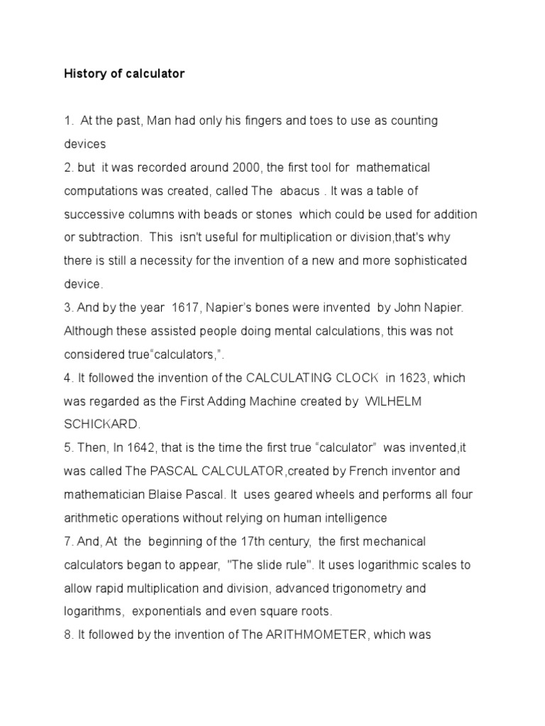 Evolution of Calculators Through History | PDF | Calculator ...