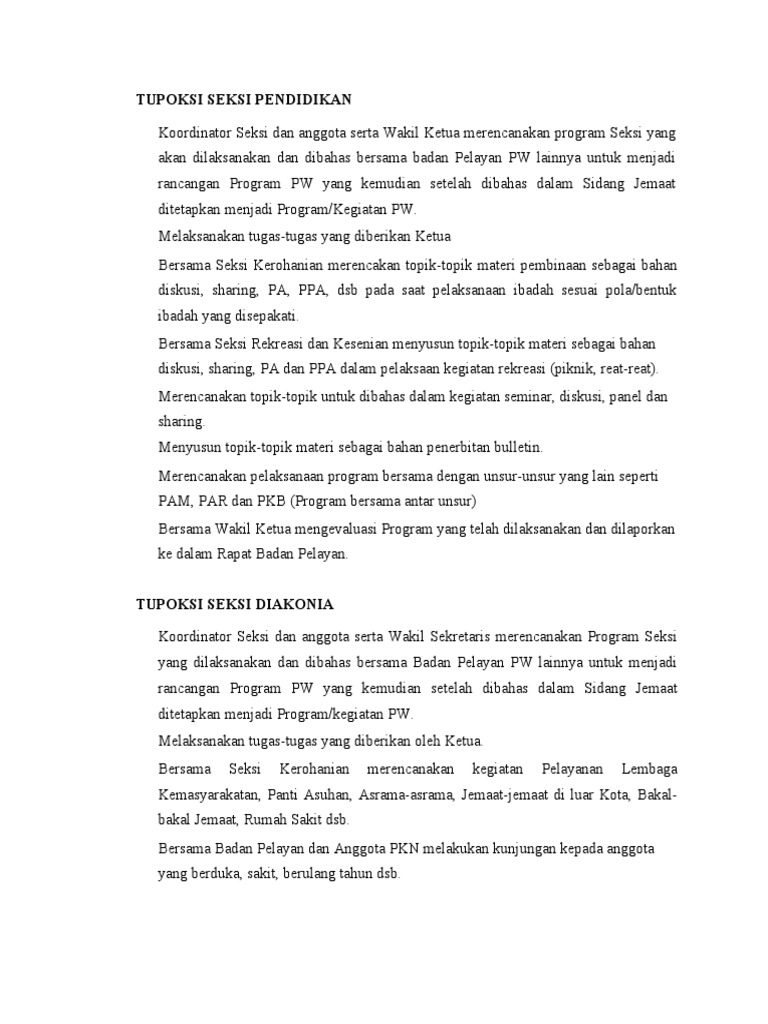 Tupoksi Seksi PW | PDF