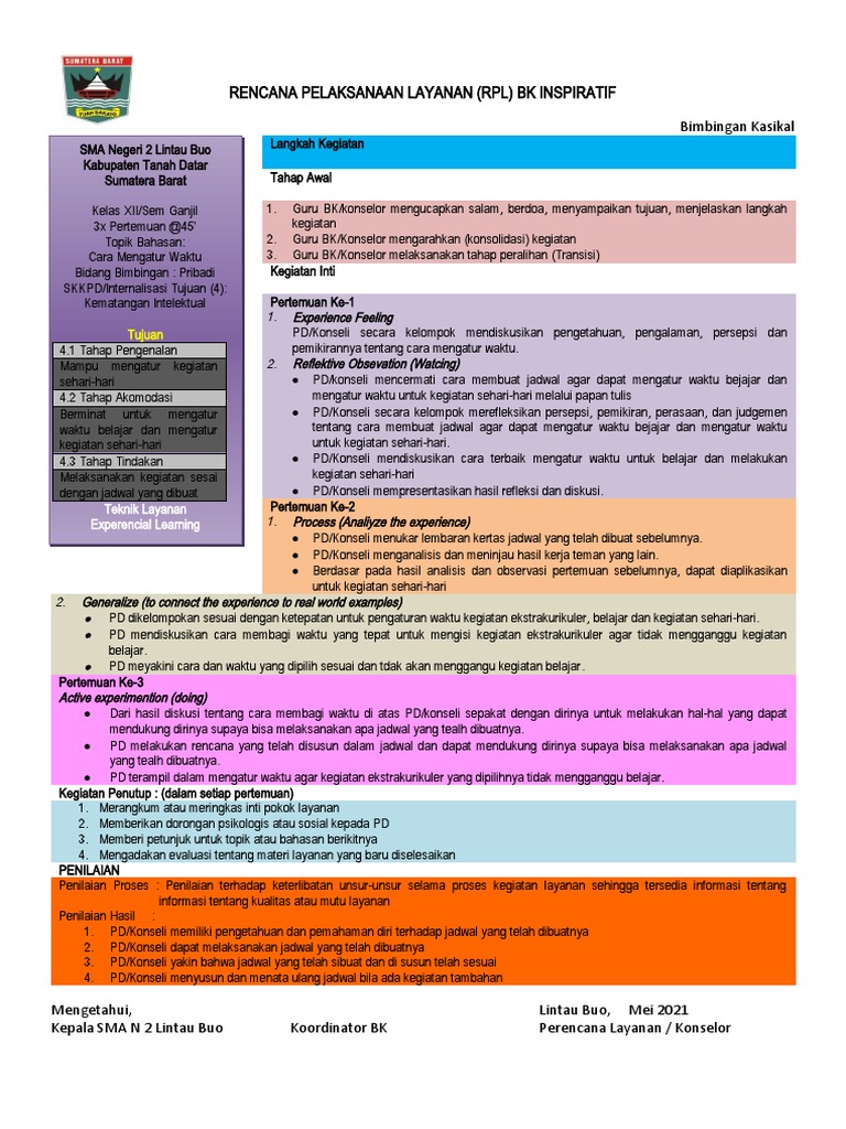 Modul BK Inspiratif 2021 Cara Mengatur Waktu | PDF