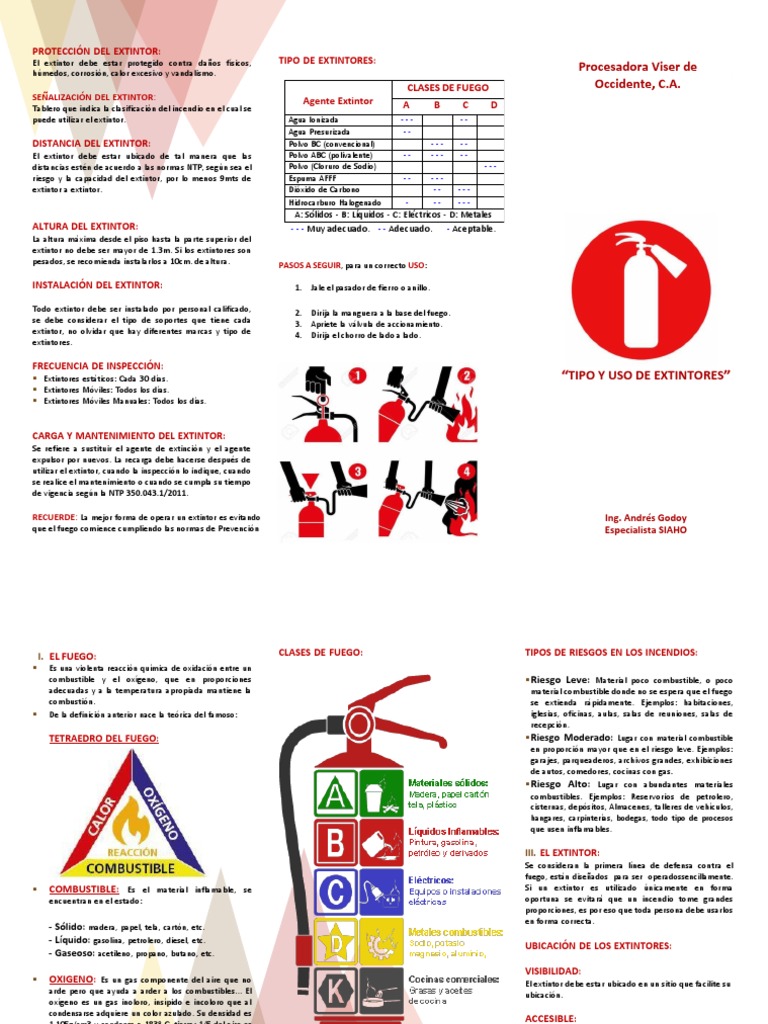 (Triptico) Tipo y Uso de Extintores | PDF | Combustión | Combustibles