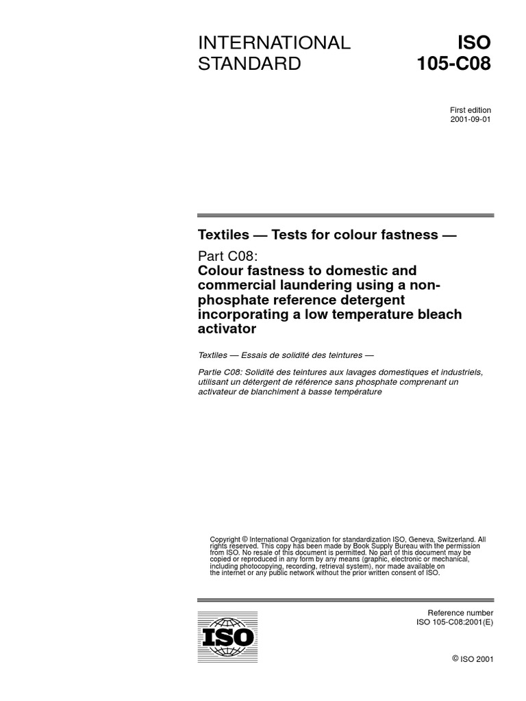 International Standard: ISO 105-C08 | PDF | International Organization ...