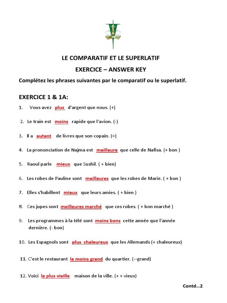 Exercices sur le comparatif et superlatif | PDF | Échecs | Théorie (échecs)