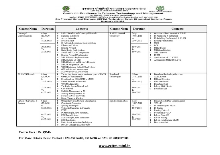 Telecom Training Courses Overview | PDF