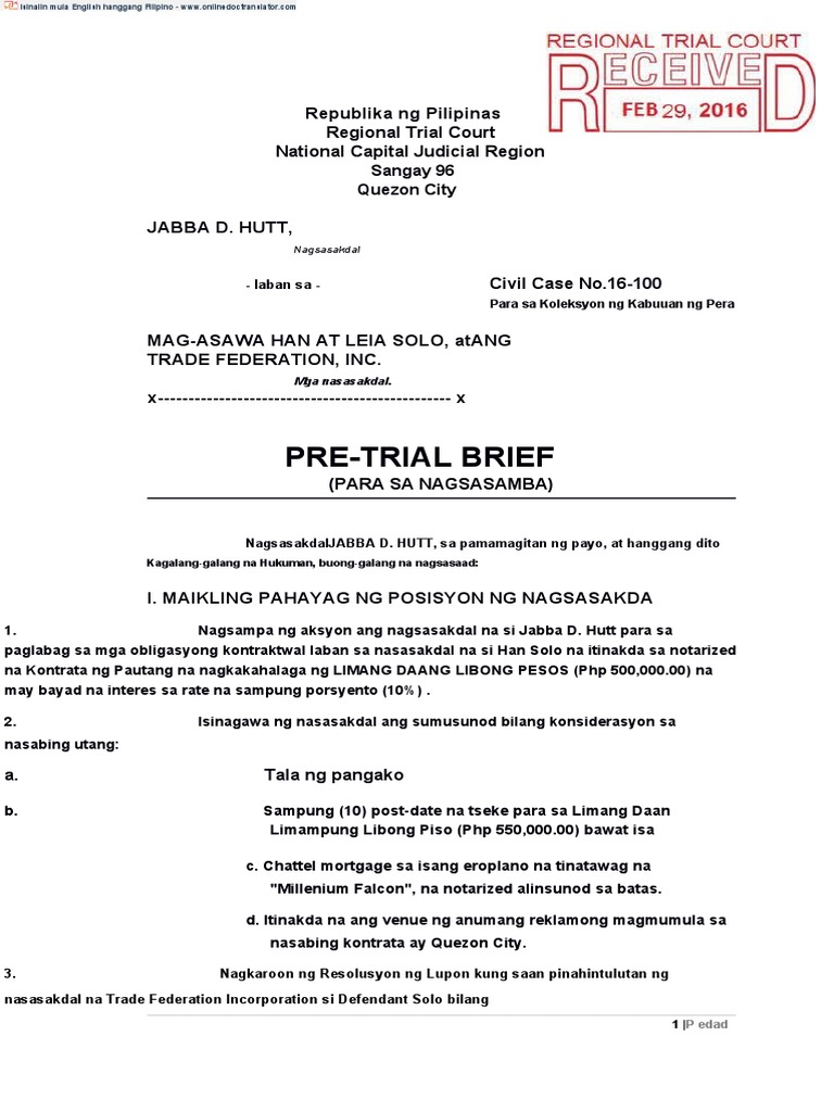 Sample Pre-Trial Brief_English.en.tl | PDF