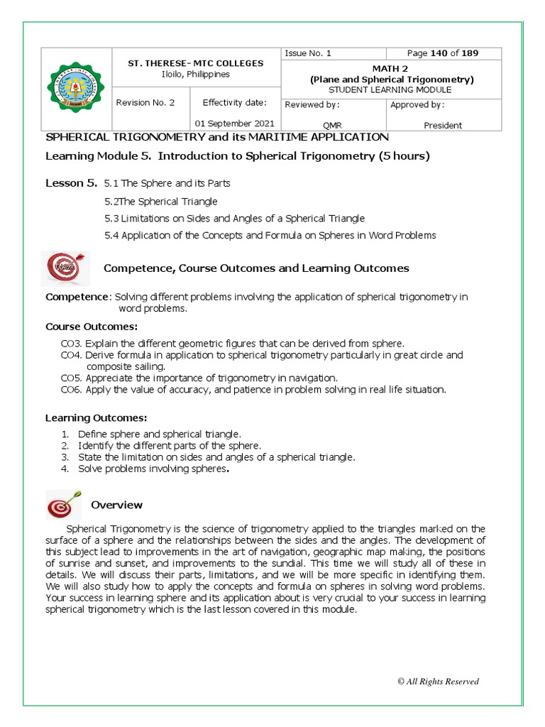 3a Math 2 MT Final Revised | PDF | Sphere | Triangle