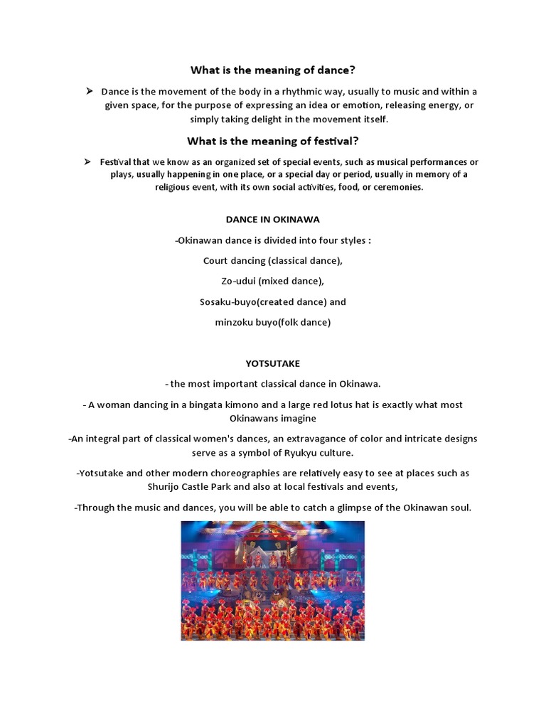 Yotsutake: Okinawa's Classical Dance | PDF | Dances | Okinawa Prefecture