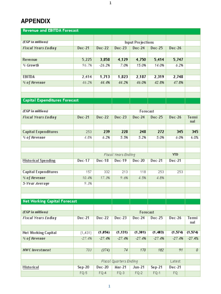 Appendix: Revenue and EBITDA Forecast | PDF | Discounting | Stocks