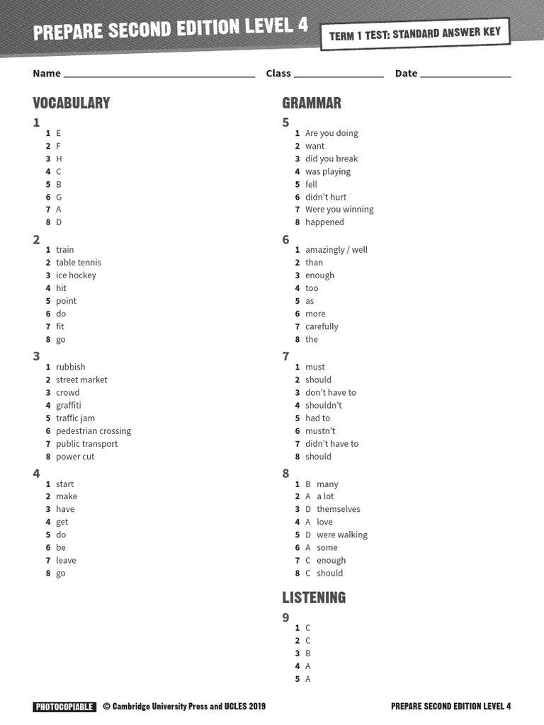 Prepare Second Edition Level 4: Vocabulary Grammar | PDF