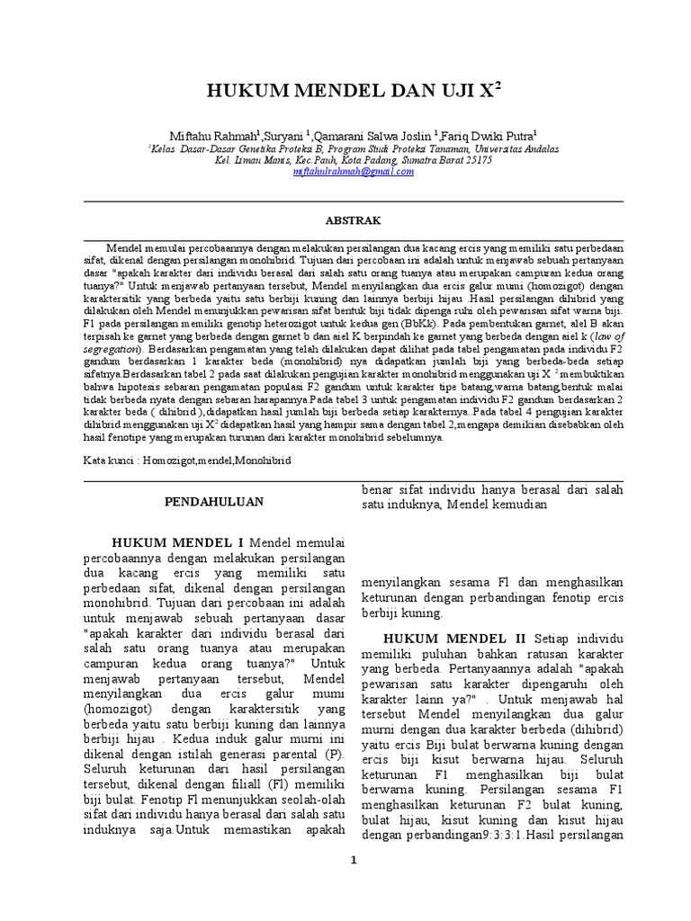 HUKUM MENDEL DAN UJI X2 | PDF