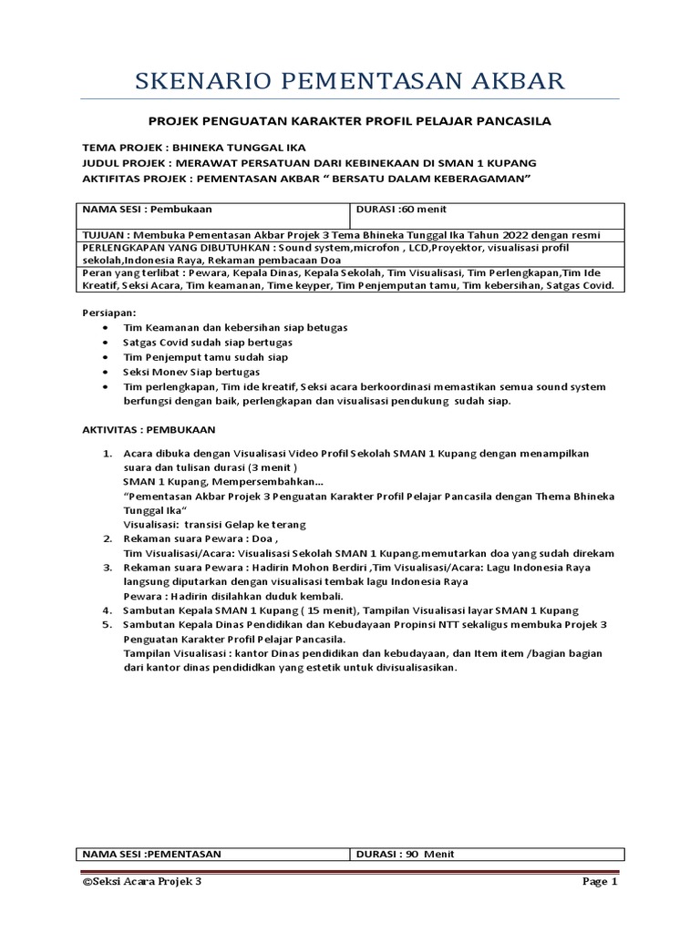 Skenario Pentas Akbar Projek 3 | PDF
