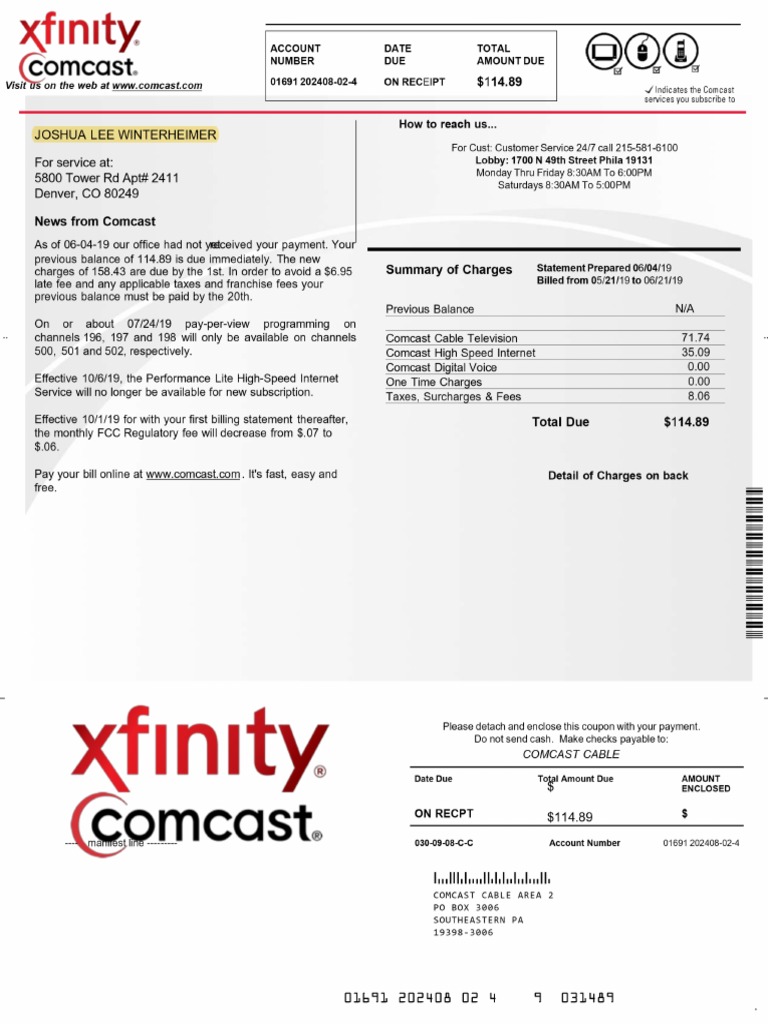 Xfinity Bill | PDF