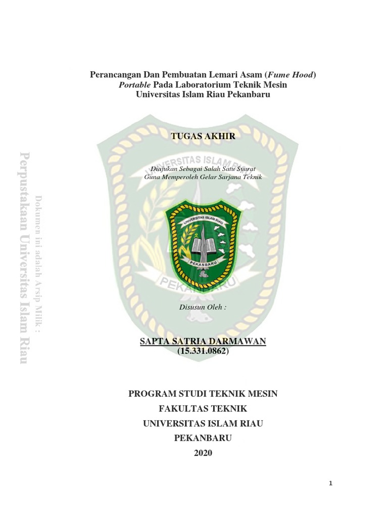 Perancangan Dan Pembuatan Lemari Asam (Fume Hood) Universitas Islam ...
