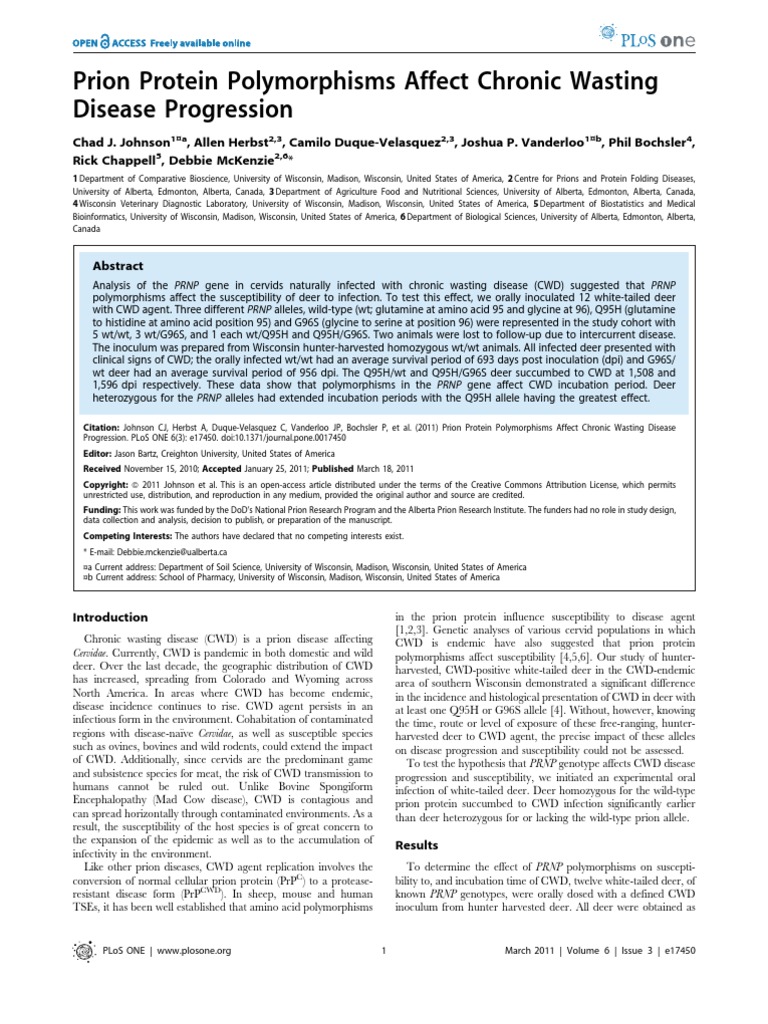 Artigo 12 - Prion Protein Polymorphisms Affect Chronic Wasting Disease ...