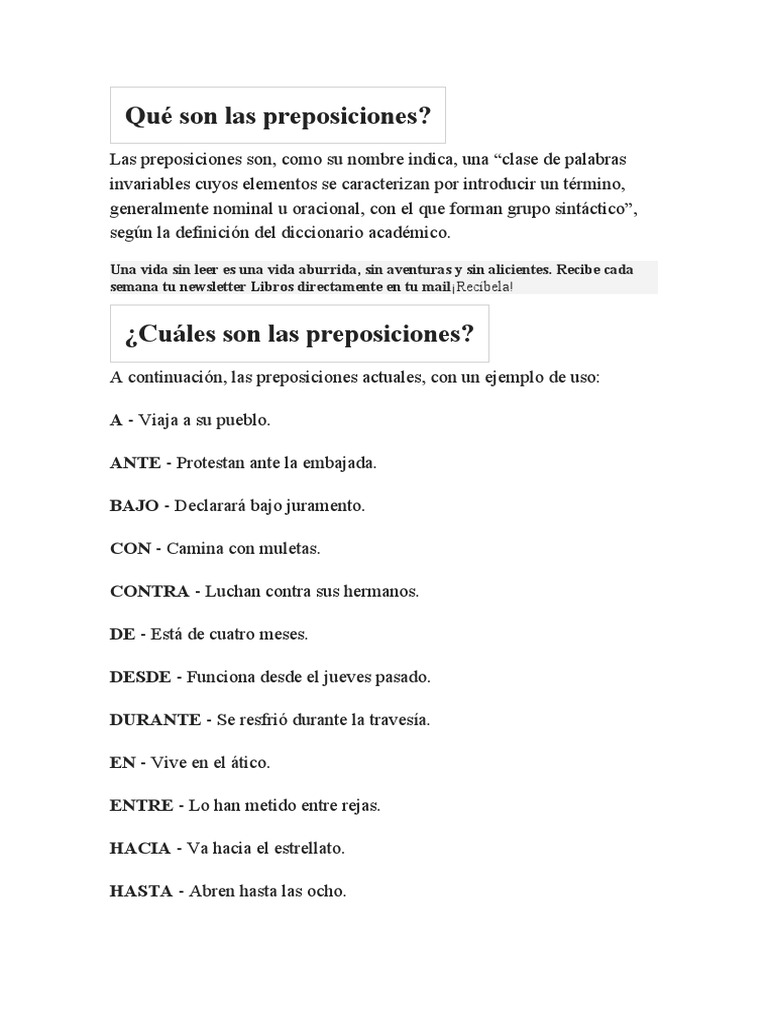 Qué Son Las Preposiciones | PDF