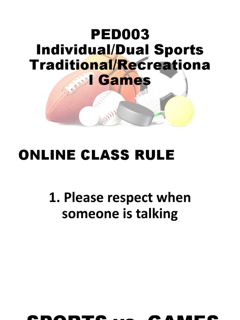 PED003 Individual/Dual Sports Traditional/Recreationa L Games | PDF
