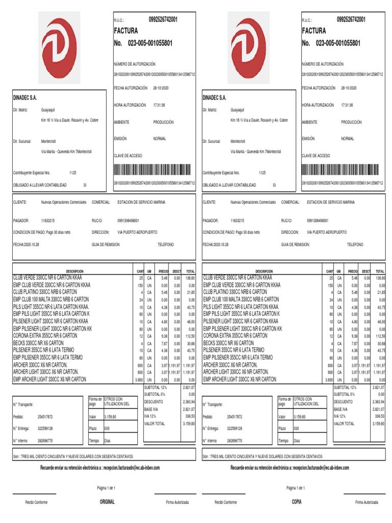 Factura Nucopsa Estación Marina | PDF