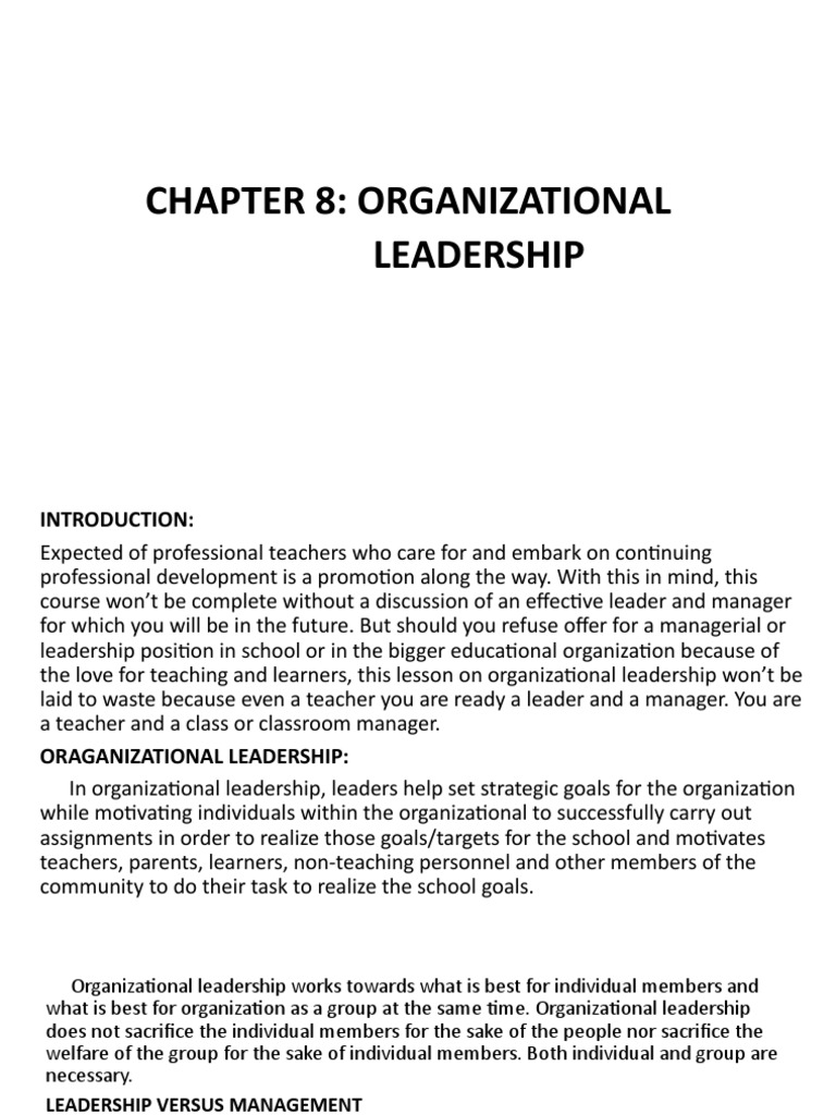 Chapter 8 Organizational Leadership | PDF | Leadership | Cognitive Science