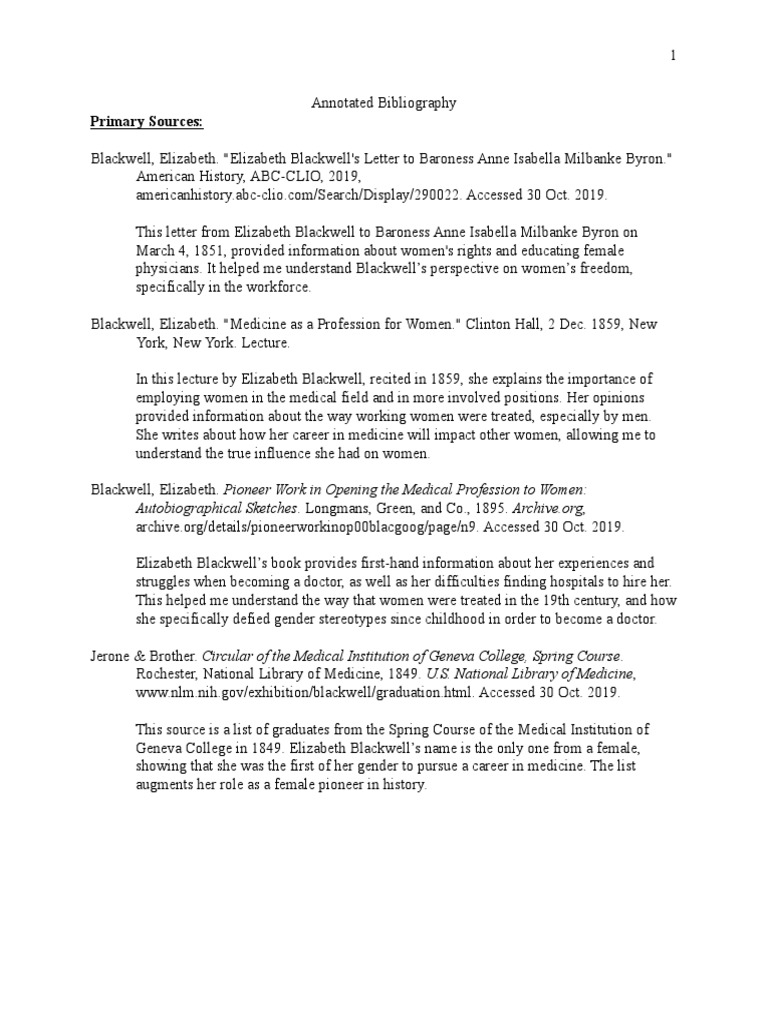 Final NHD Annotated Bibliography | PDF | Hospital | Florence Nightingale