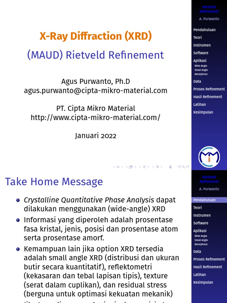 Materi Rietveld Refinement XRD Dengan Maud | PDF