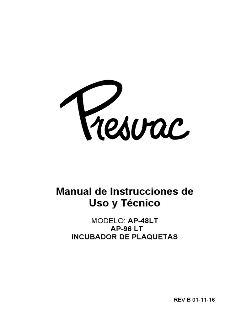 Manual de Incubadores Presvac AP-48LT y AP-96LT | PDF | Termostato ...