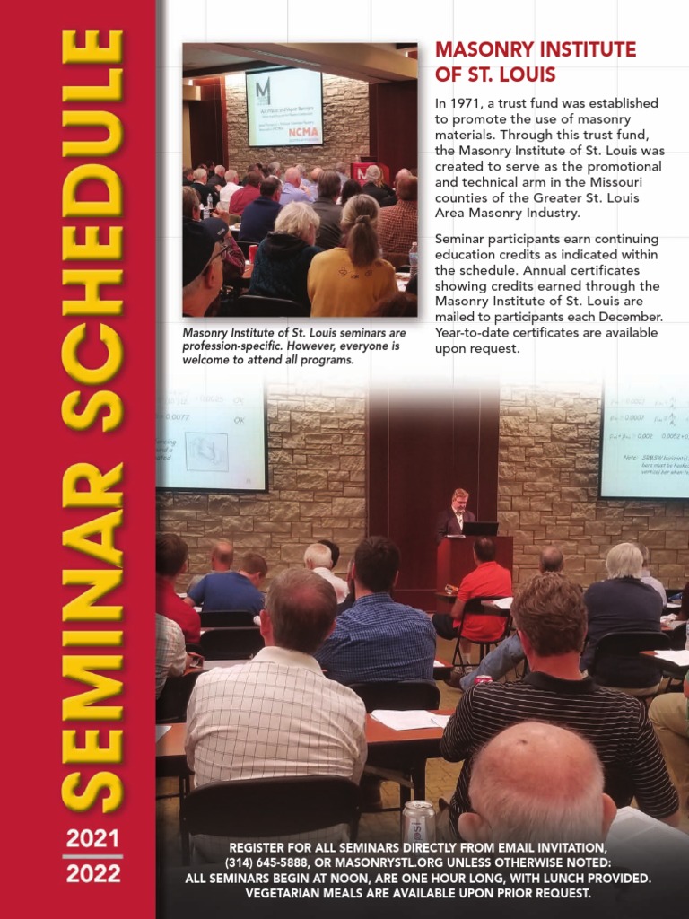 Masonary Institute Seminar Schedule 2021-2022 Final | PDF | Masonry | Brick