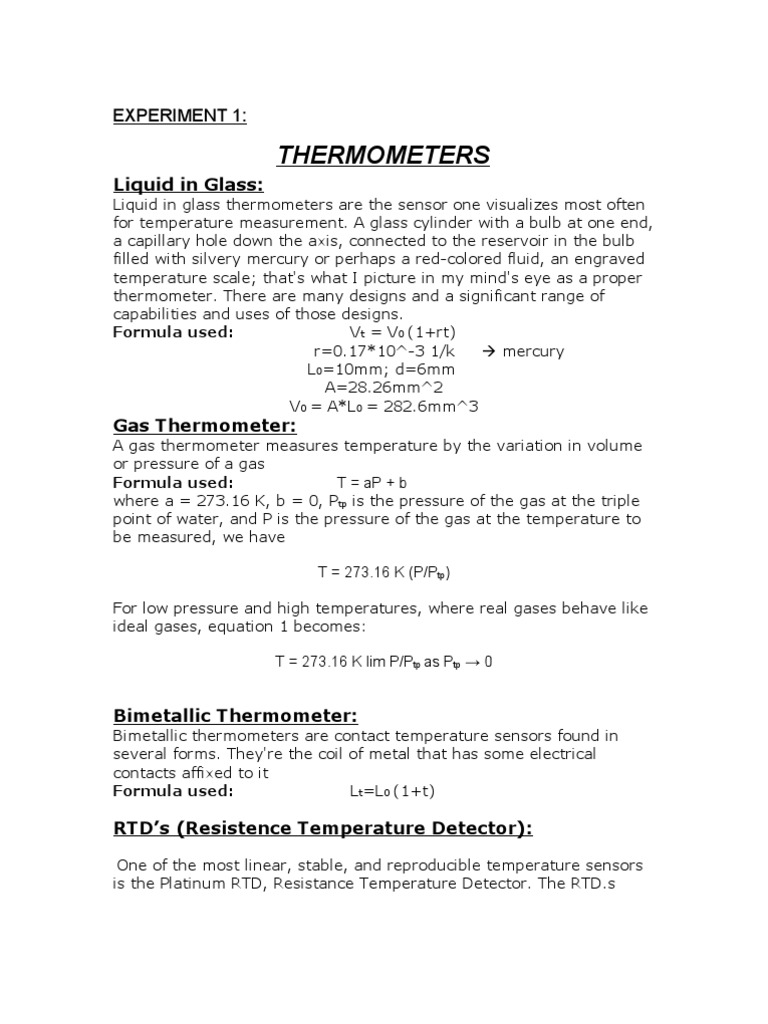 Thermodynamics Lab Experiments Overview | PDF | Branches Of ...