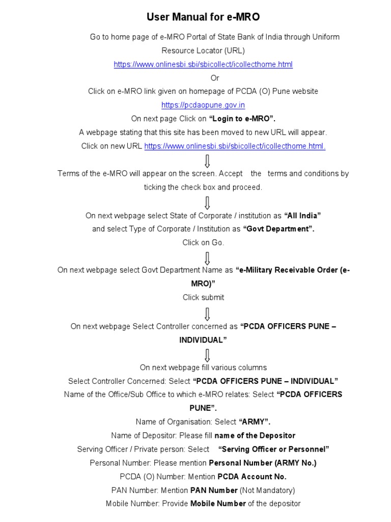 User Manual For e-MRO | PDF | Deposit Account | Payments