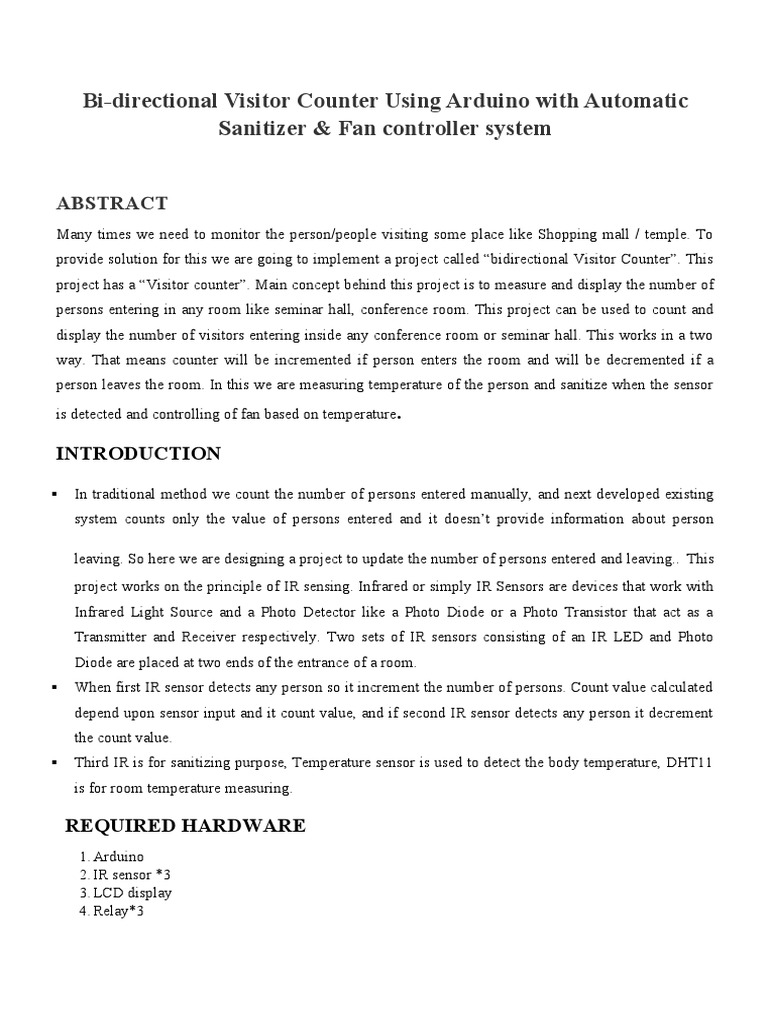 Bi-Directional Visitor Counter | PDF | Infrared | Sensor
