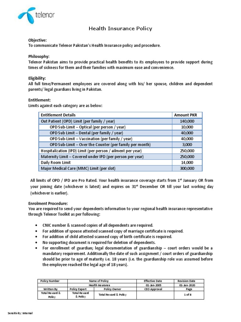 Telenor Pakistan Health Insurance Policy | PDF | Patient | Insurance