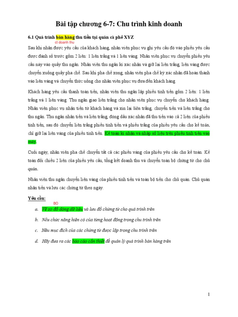 Bai Tap Chuong 6,7 | PDF