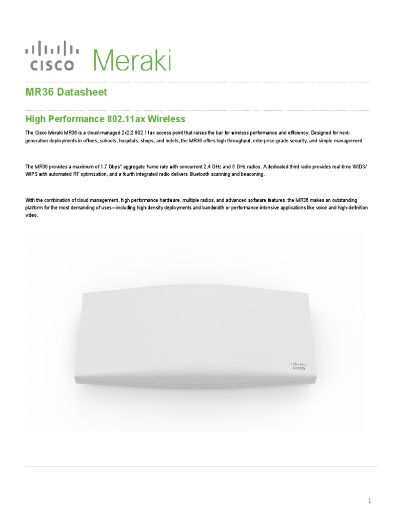 MR36 Datasheet: High Performance 802.11ax Wireless | PDF | Mimo | Ieee ...