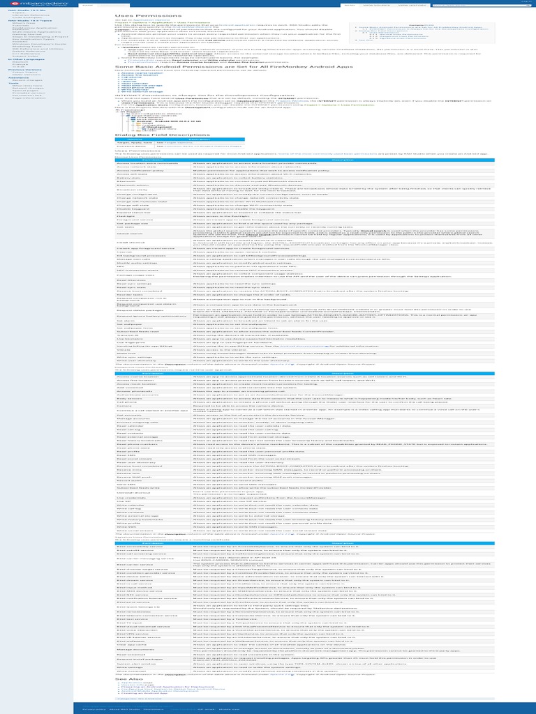 Uses Permissions - RAD Studio | PDF | Android (Operating System) | Application Software
