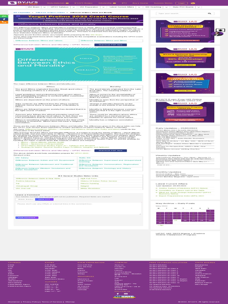 Difference Between Ethics and Morality & Their Comparisons | PDF | Morality | Value (Ethics)