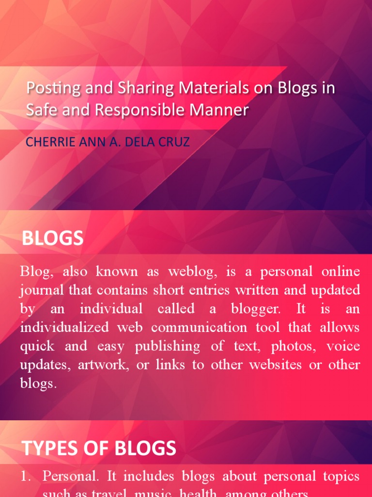 Lesson 5 Posting and Sharing Materials o | PDF | Blog | Web 2.0