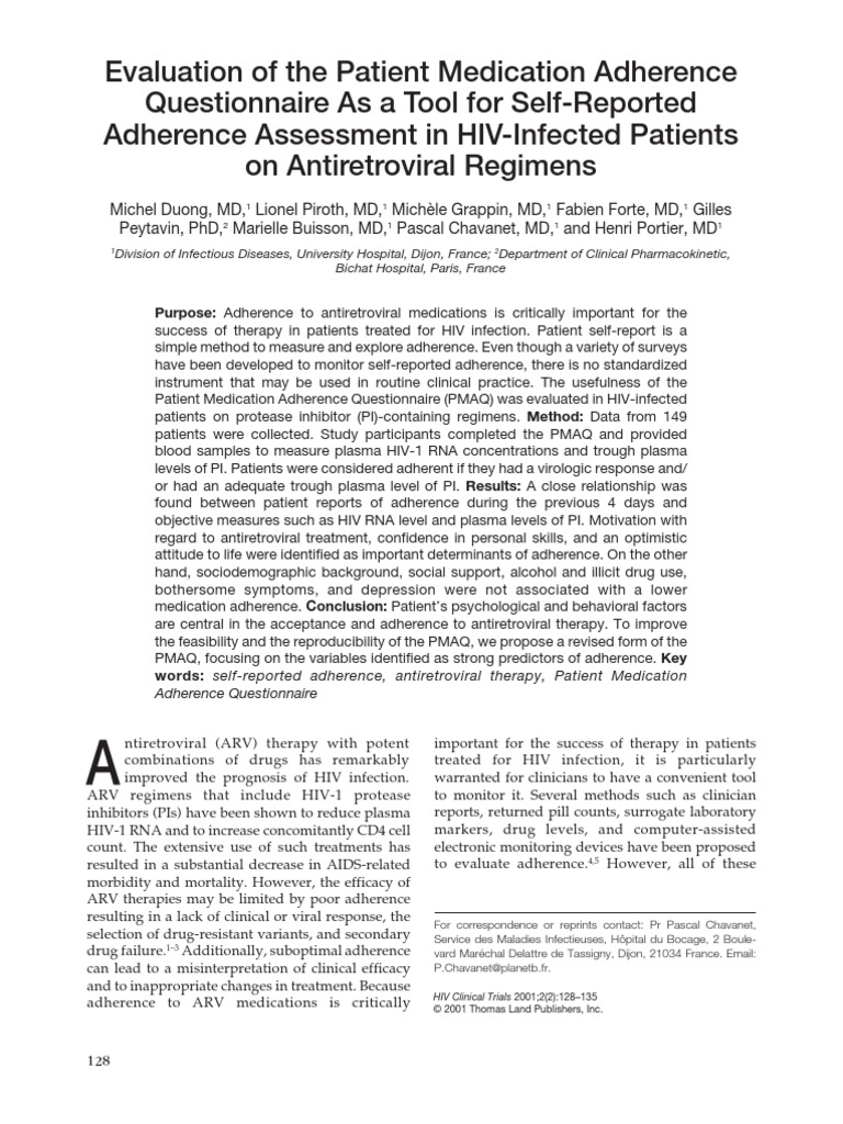 Adherence Questionnaire | Download Free PDF | Management Of Hiv/Aids ...