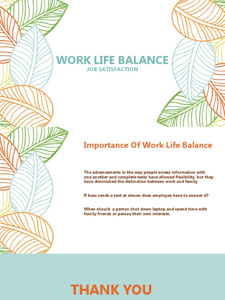 Work Life Balance: Job Satisfaction | PDF