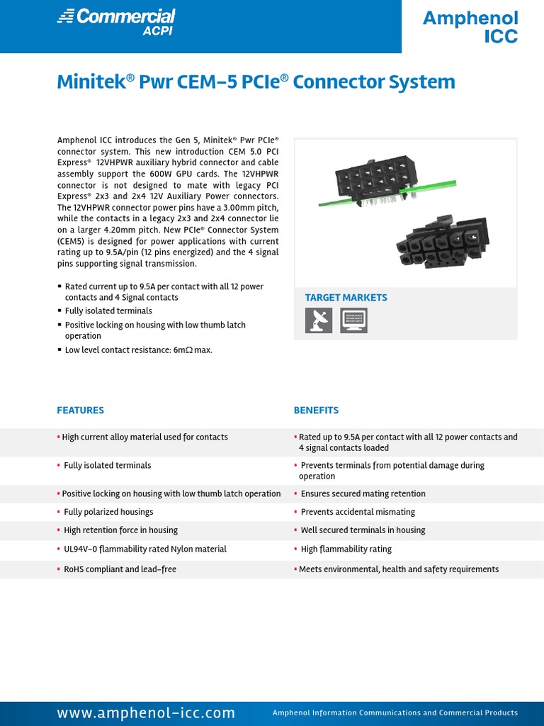 Minitek PWR Cem-5 Pcie Connector System: Target Markets | Download Free ...