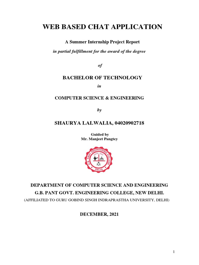 Chat Application Project Report | PDF | Web Application | Java Script