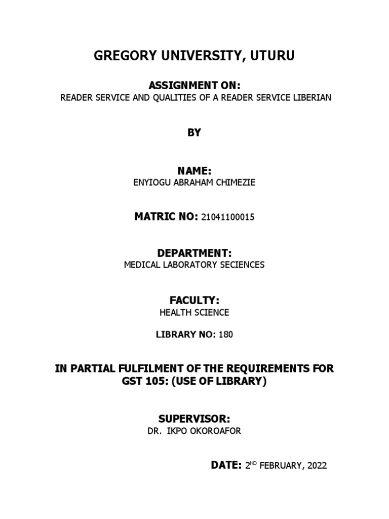 Use Of Library Assignment Pdf Cognition