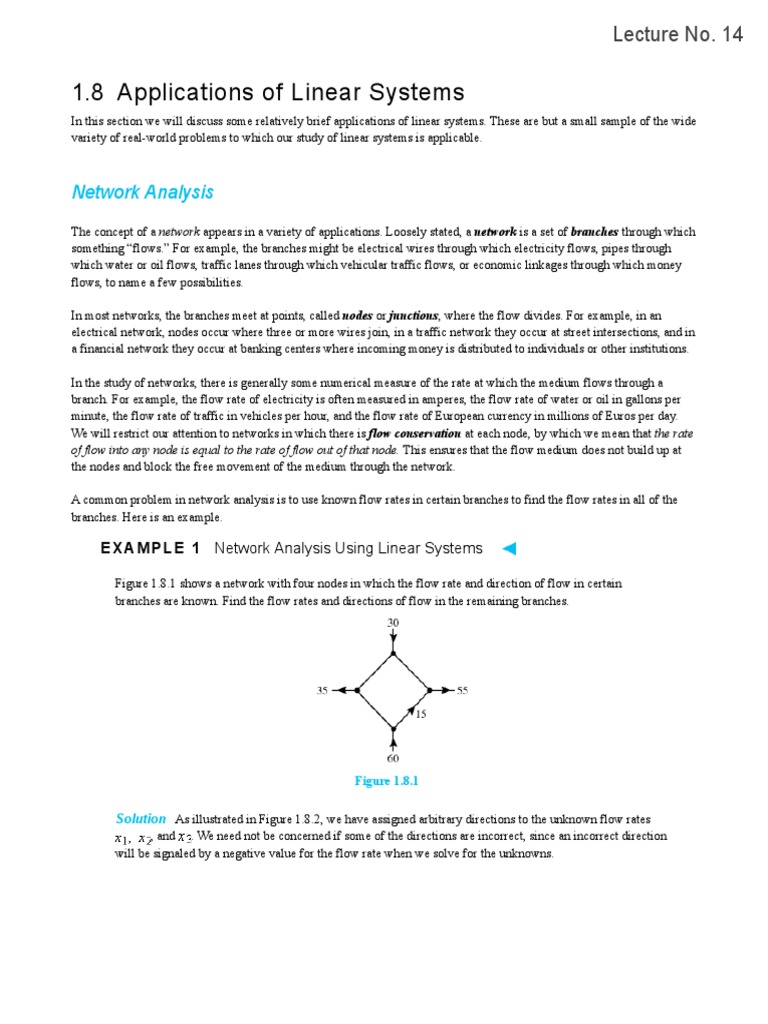 1.8 Applications of Linear Systems: Network Analysis | PDF | Traffic ...
