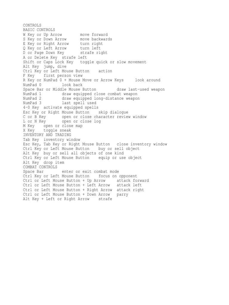 Gothic 2 Controls | PDF