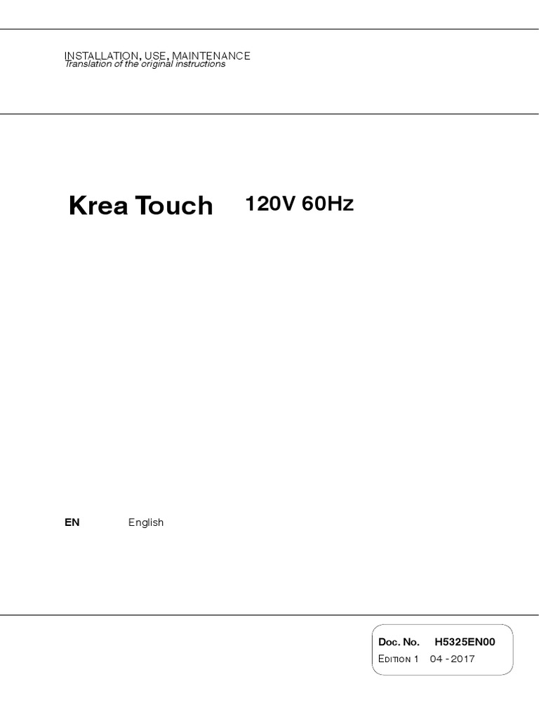 Krea Touch: Installation, Use, Maintenance | PDF | Switch | Coffee