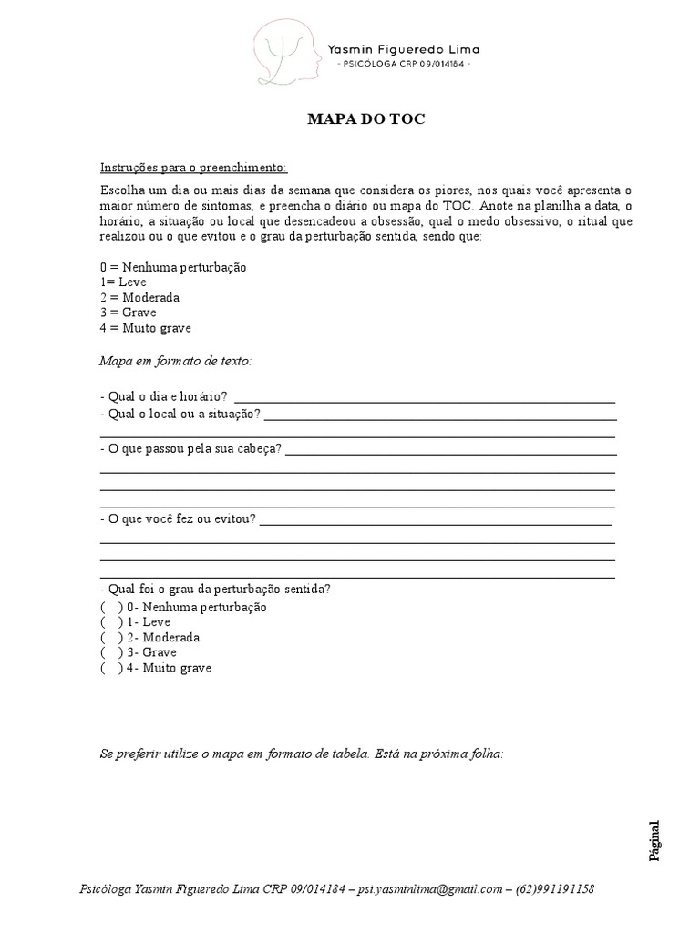 Mapa Do TOC | PDF | Transtorno obsessivo compulsivo (TOC) | Psicologia ...