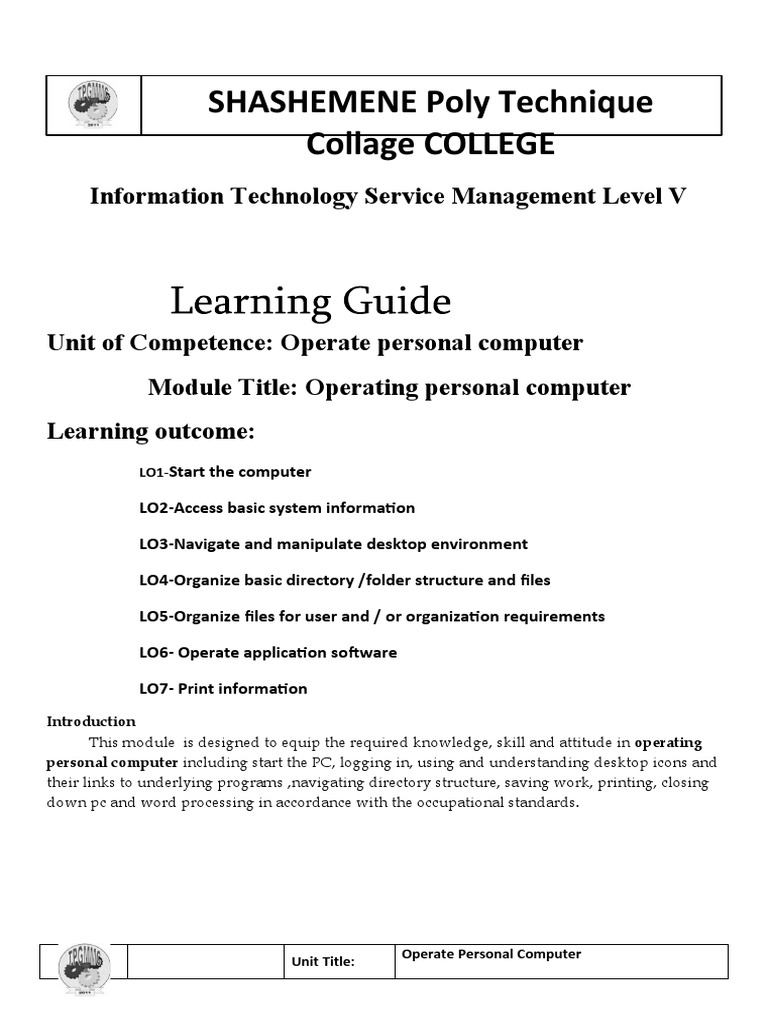 Operate Personal Computer LearingGuoide (Repaired) | PDF | Computer Data Storage | Usb Flash Drive