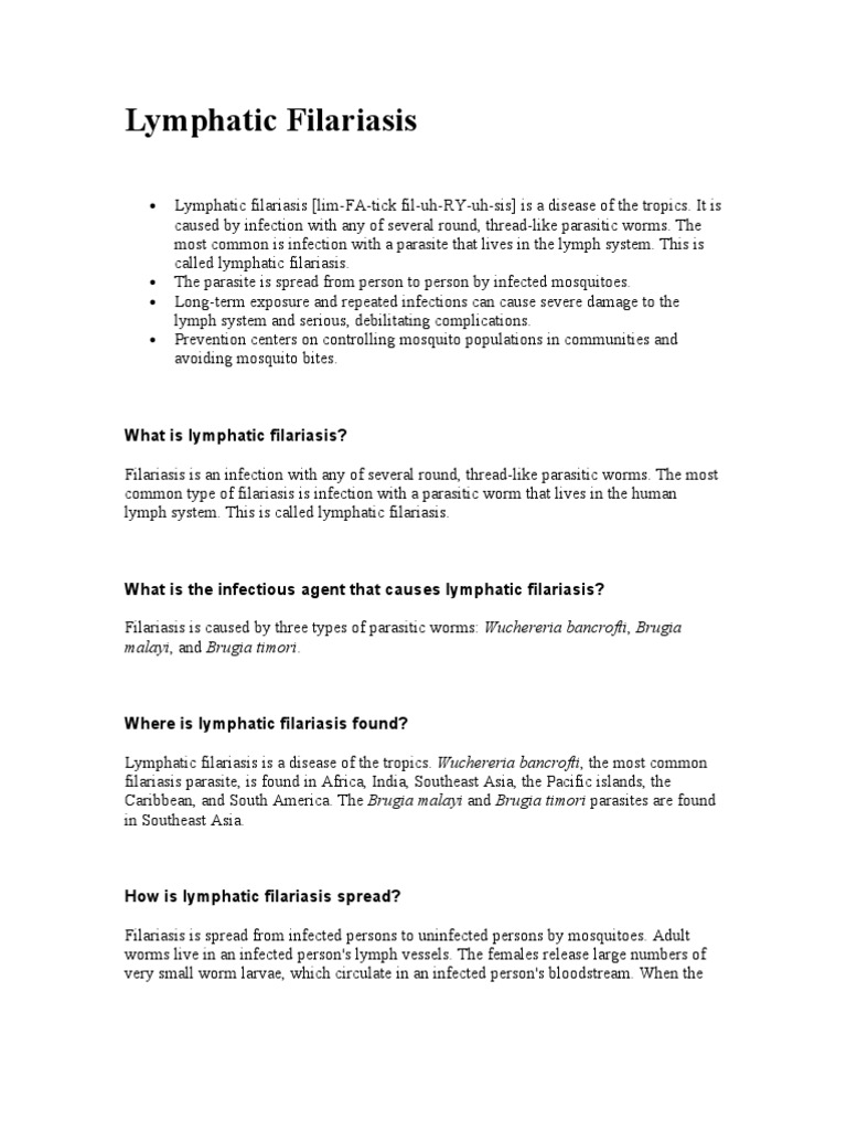 What Is Lymphatic Filariasis? | PDF | Health Sciences | Animals And Humans